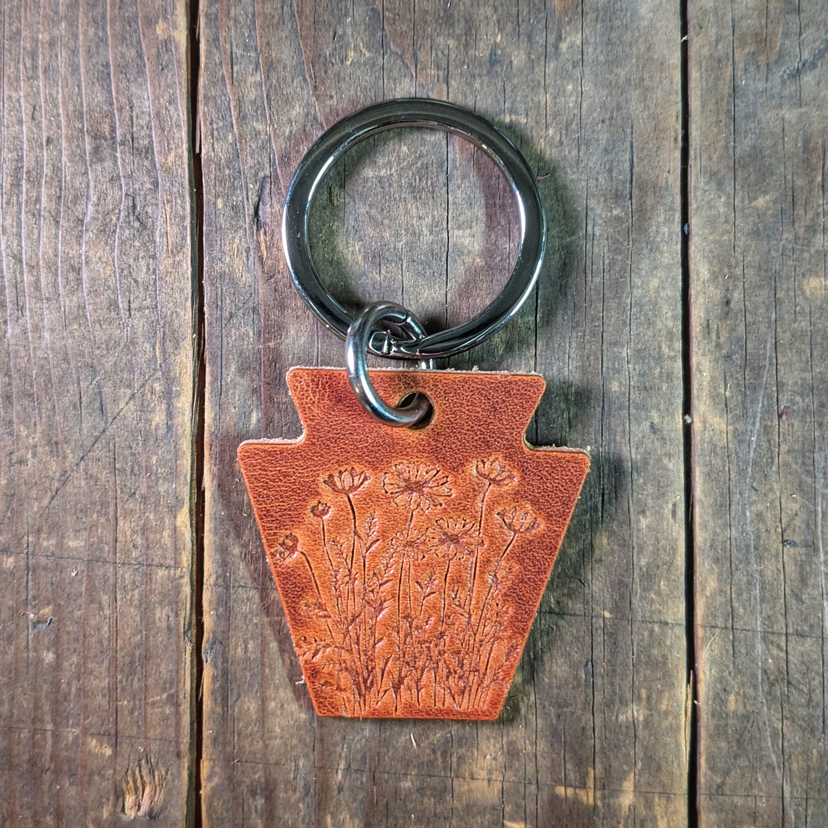 Pennsylvania Keystone Flowers Leather Keychain – Caliber Leather Company