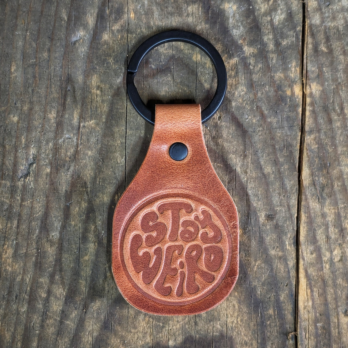 Stay Weird Leather Keychain – Caliber Leather Company